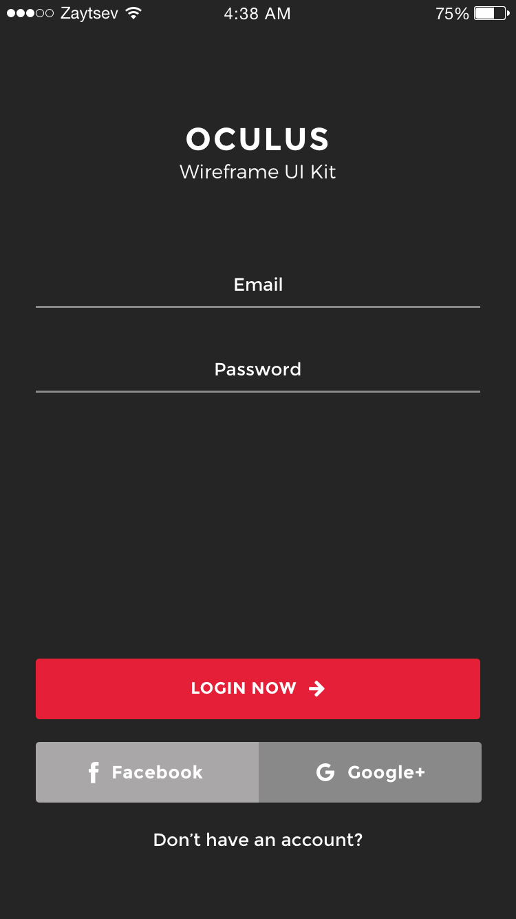 Oculus iOS Wireframe UI Kit by Qo7 | ThemeForest